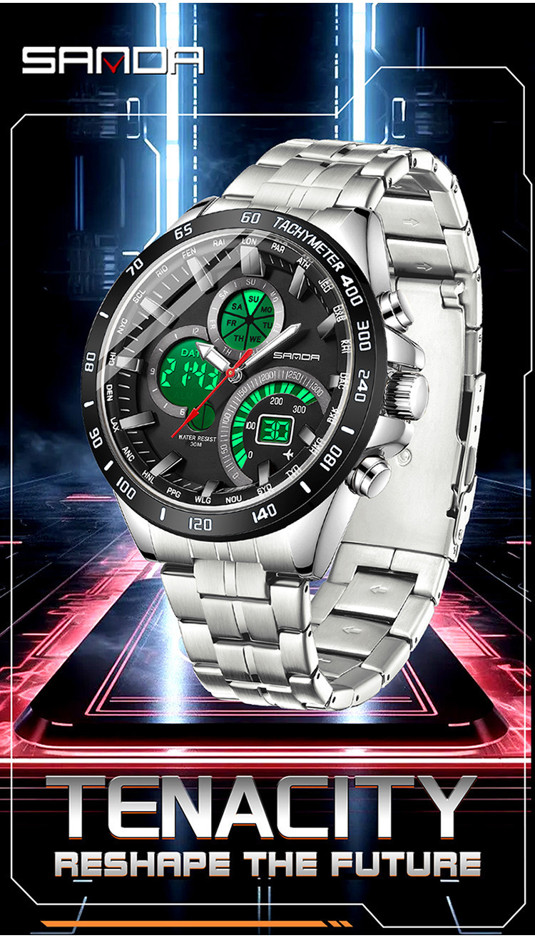 Sanda New Business Trend Men Workplace Watch Sports Waterproof Night ...