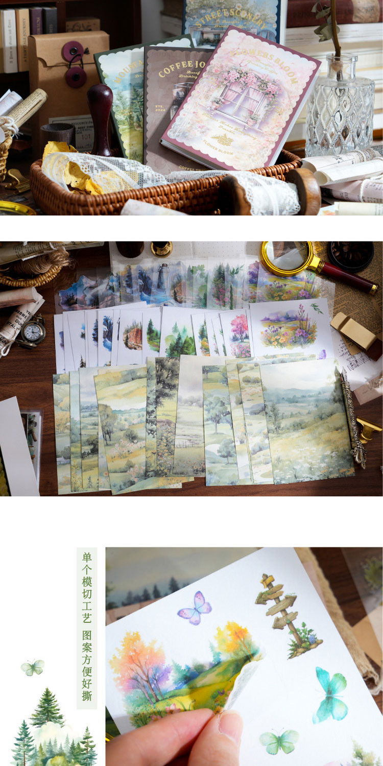 QOUZMO 54pcs/pack Vintage Junk journal sticker book[Wind from Your ...