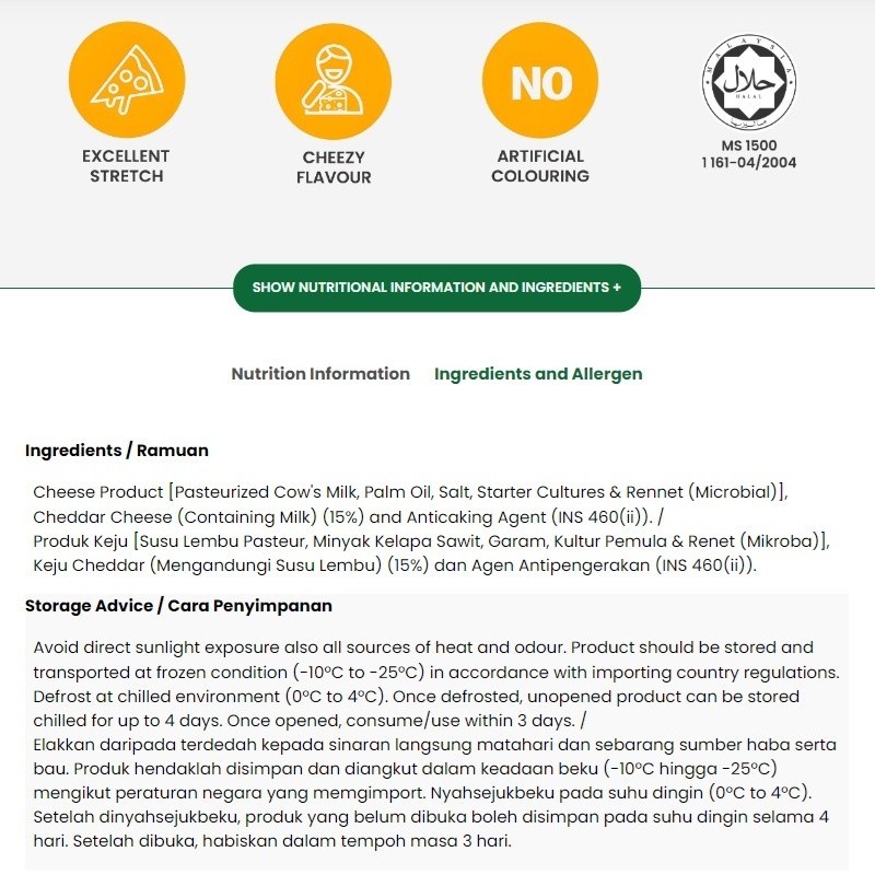 Promex Pizza Topping Shredded 2KG / Cheddar Cheese / Keju Parut / Halal ...