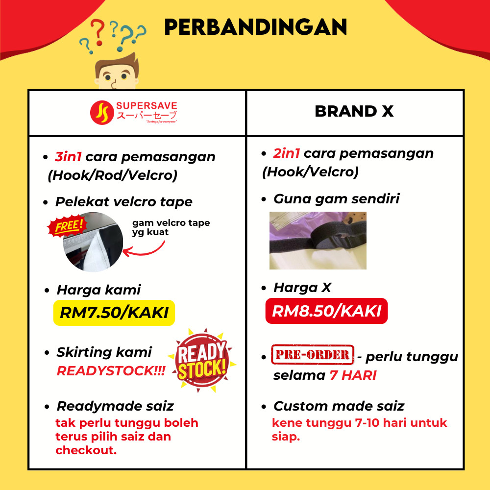 SUPERSAVE Skirting Meja Guru Table Top Langsir Skirting Curtain Meja ...