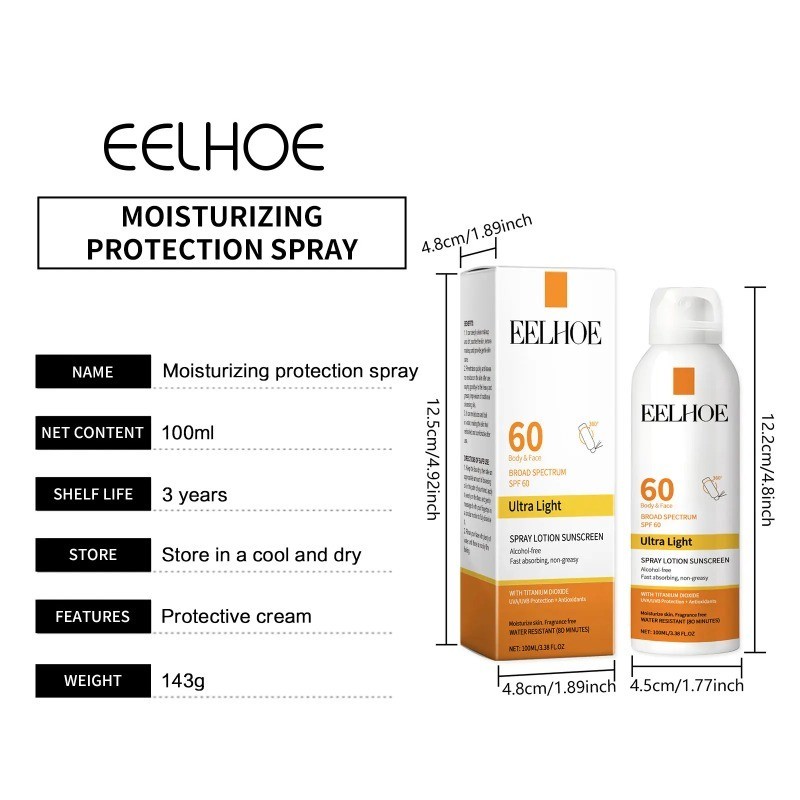 EELHOE Sunscreen Face Spray Anti UV Lasting Oil Control Waterproof ...