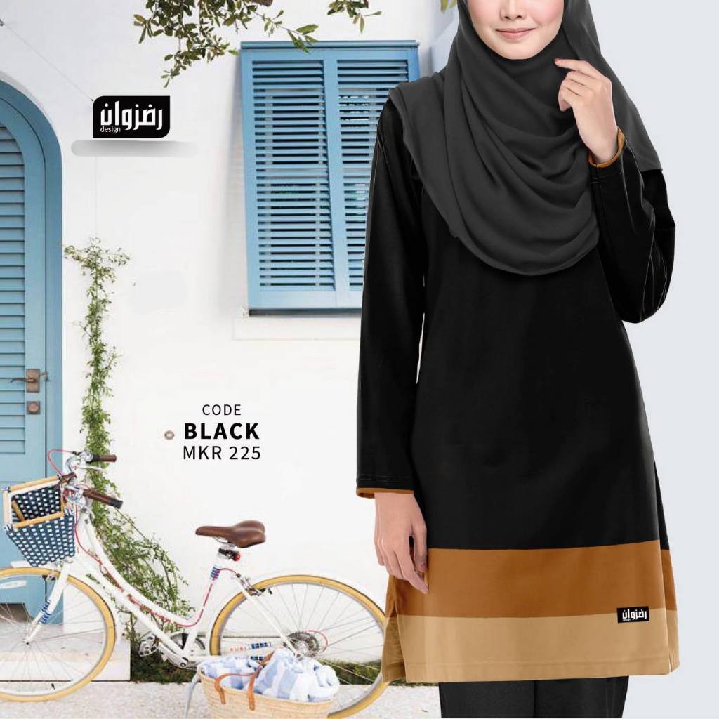 Baju Muslim T-Shirt Kurung Color Block Muslim Sportswear Simple Daily ...