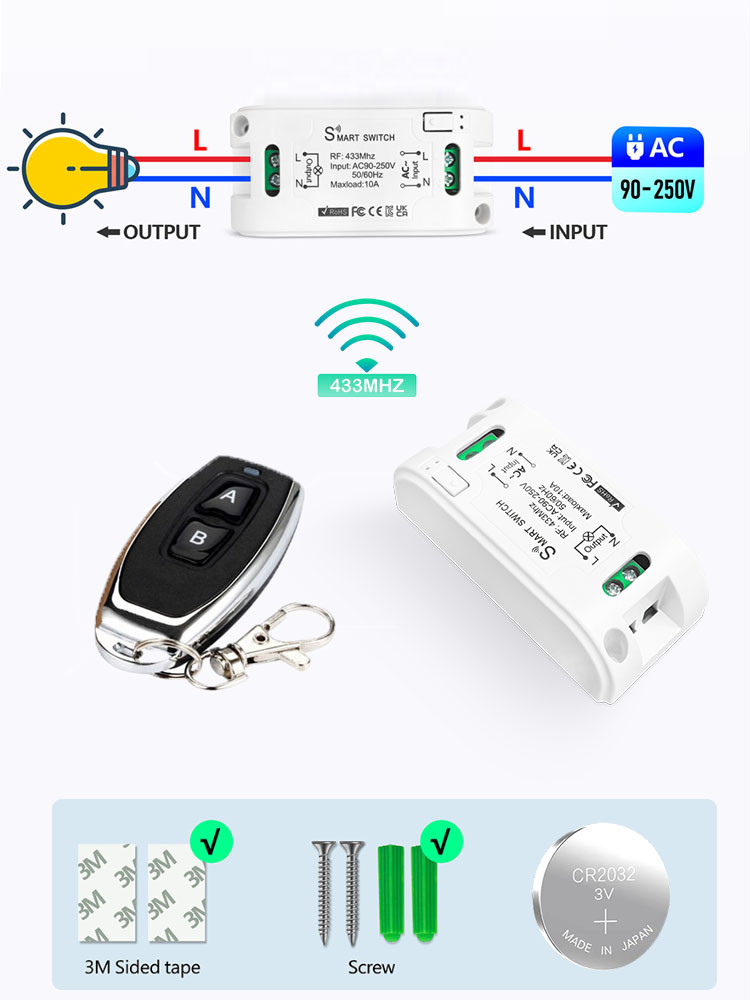 Diese Universal Wireless RF 433Mhz Remote Control Switch 110V 220V 230V ...