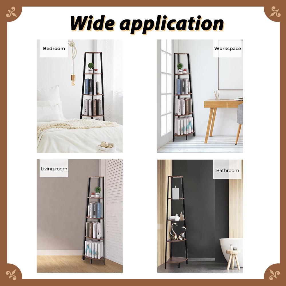 [1PC] Borong365 5 Tier Corner Book Shelf Rak Buku Kayu Book Organizer ...