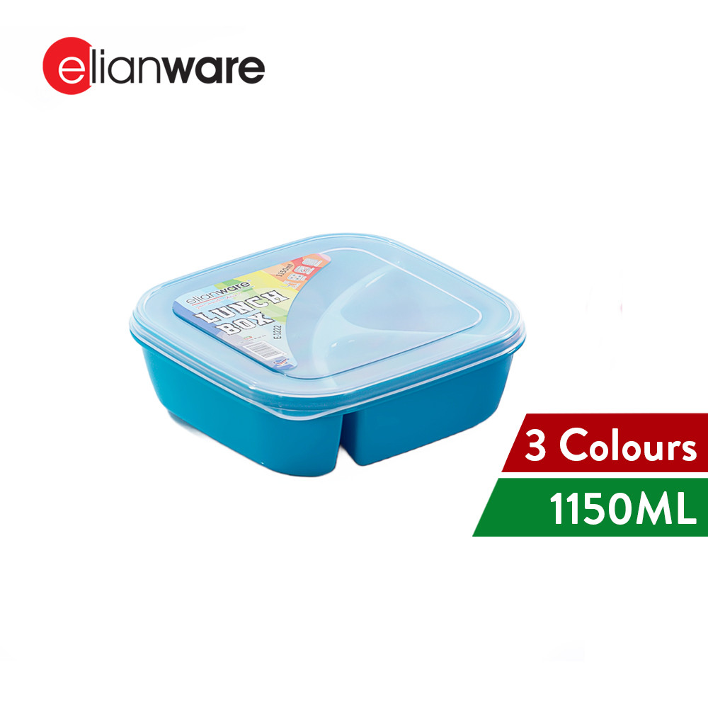 Elianware 1.15L 3 Compartment Divided Lunch Box Food Container ...