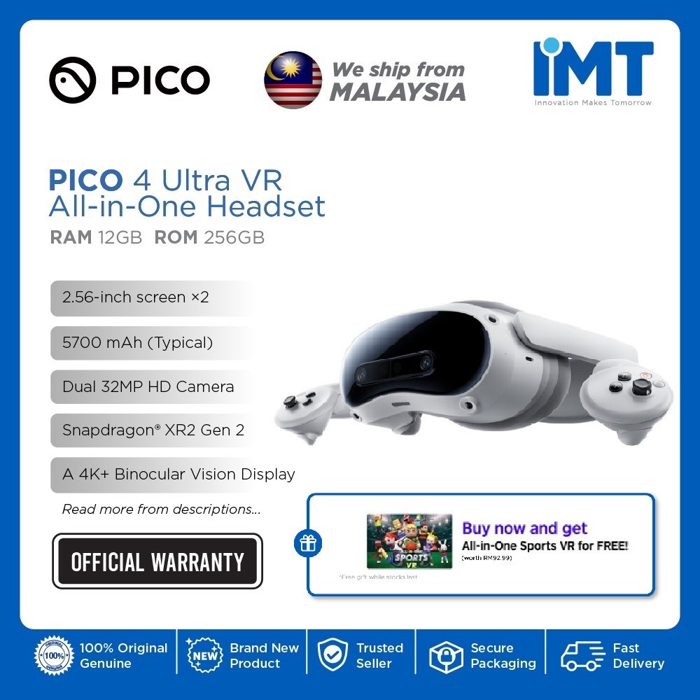 Pico 4 Ultra All-in-One VR Headset | 4K+ Super-Vision | iToF Depth ...