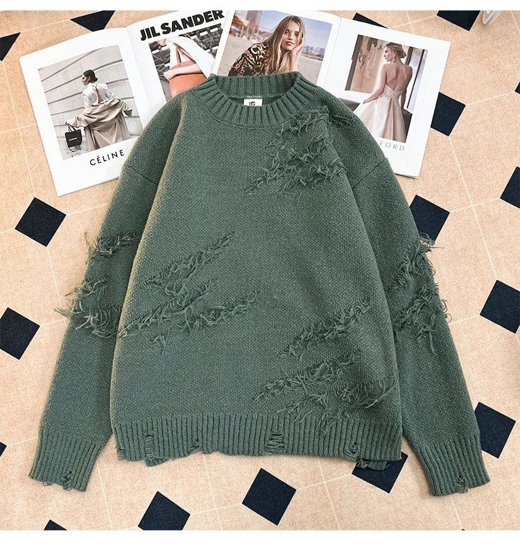 Men's Trendy Hip Hop Sweater, Original Dark Fashion, Irregular Hole and ...