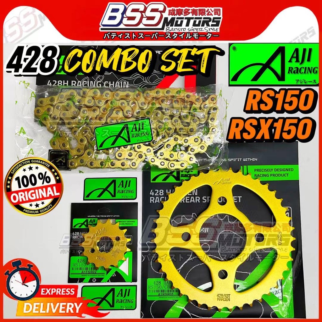 RS150 / RSX150 AJI Racing 428 Sprocket Gold Combo Set With Chain 38T ...