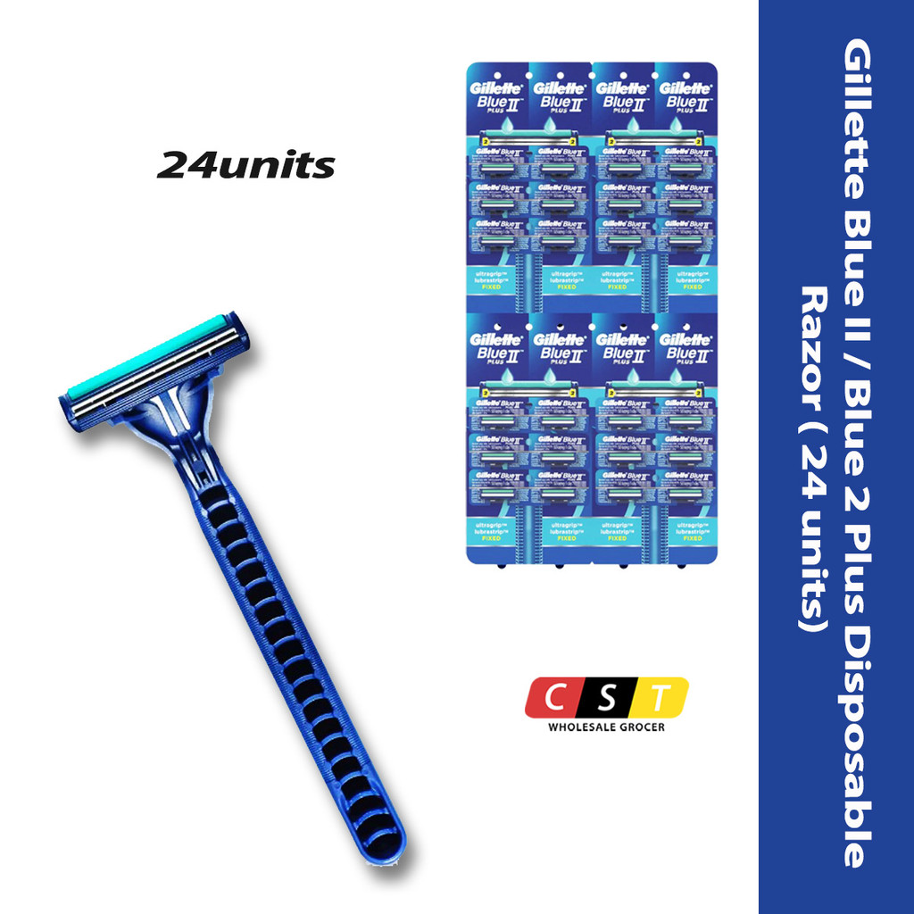 GILLETTE BLUE II / BLUE 2 Plus Disposable Razor (1 Card x 24 Units ...