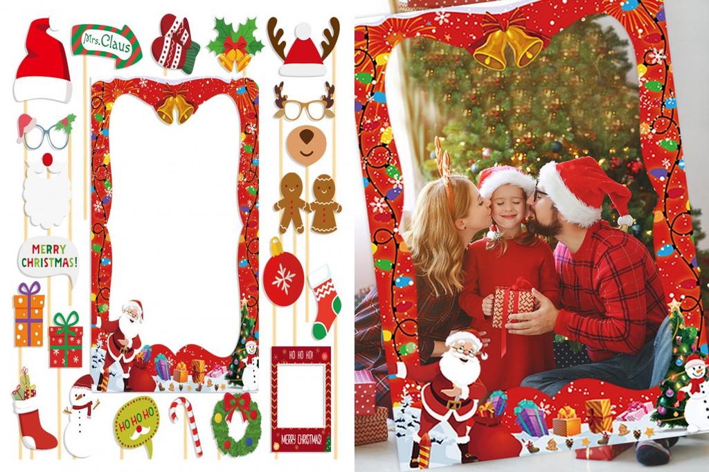 Christmas Photo Props Kit Christmas Selfie Props Christmas Photo Booth ...