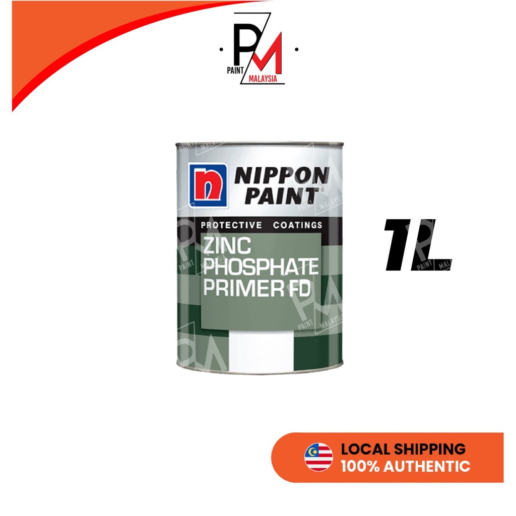 NIPPON PAINT Zinc Phosphate Primer FD 1 Liter Undercoat Iron Steel Primer Paint Nippon Cat Besi ...