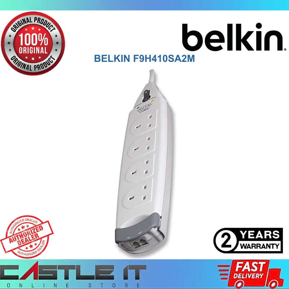 Belkin F9H410SA2M Extension Socket Surge Protector Cords 4-Plugs With ...