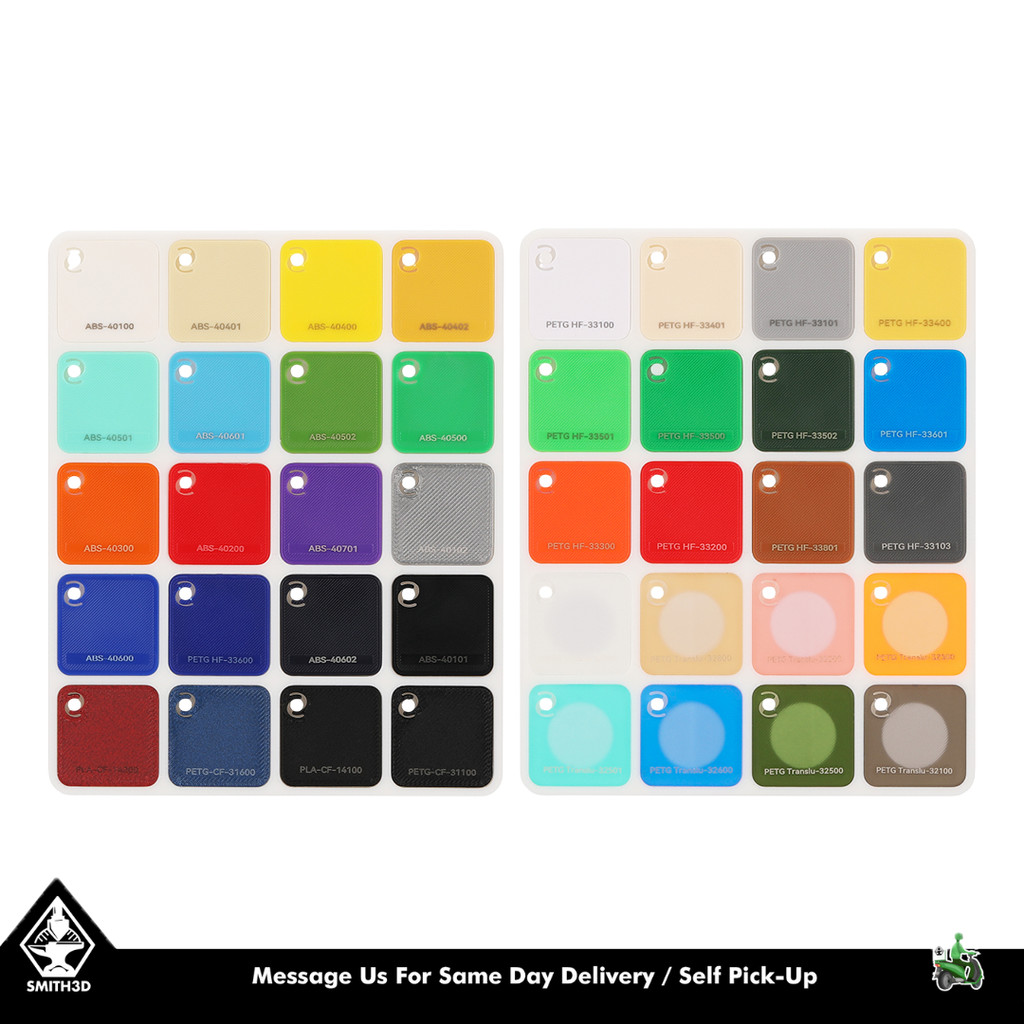 Bambu Lab Filament Swatches, Color Reference for Bambu Lab Filament ...
