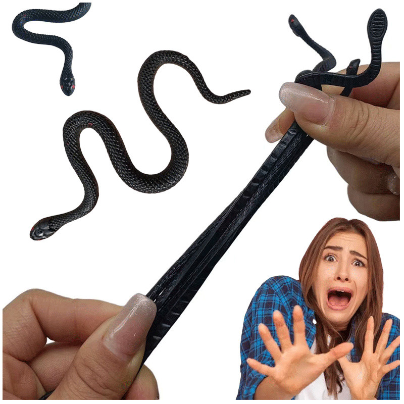 5/10 Pcs Realistic Mini Snake Soft Black Rubber Snake Toys Halloween ...