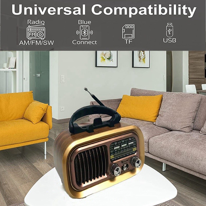 Classic Retro FM/AM/SW Radio Portable Full Band Radio Receiver Wireless ...