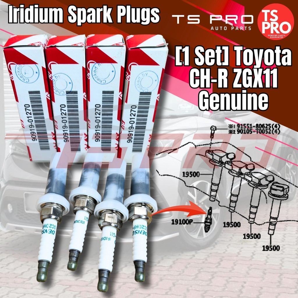 [1 Set] Toyota CH-R ZGX11 Genuine Iridium Spark Plugs 90919-01270 ...
