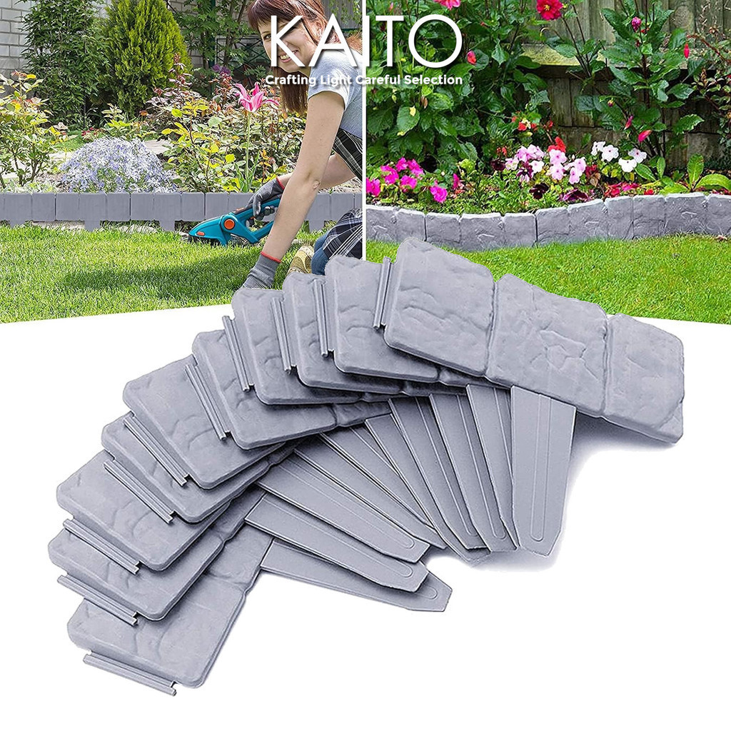 Garden Edging Fence Rustic Stone Look Border DIY Outdoor Lawn Yard ...