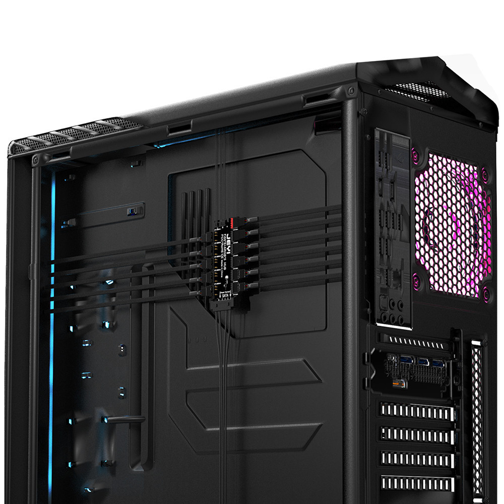 JEYI ARGB PWM 5 Way Fan Hub, Addressable 12V 4Pin PWM & 5V 3Pin ARGB 2 ...