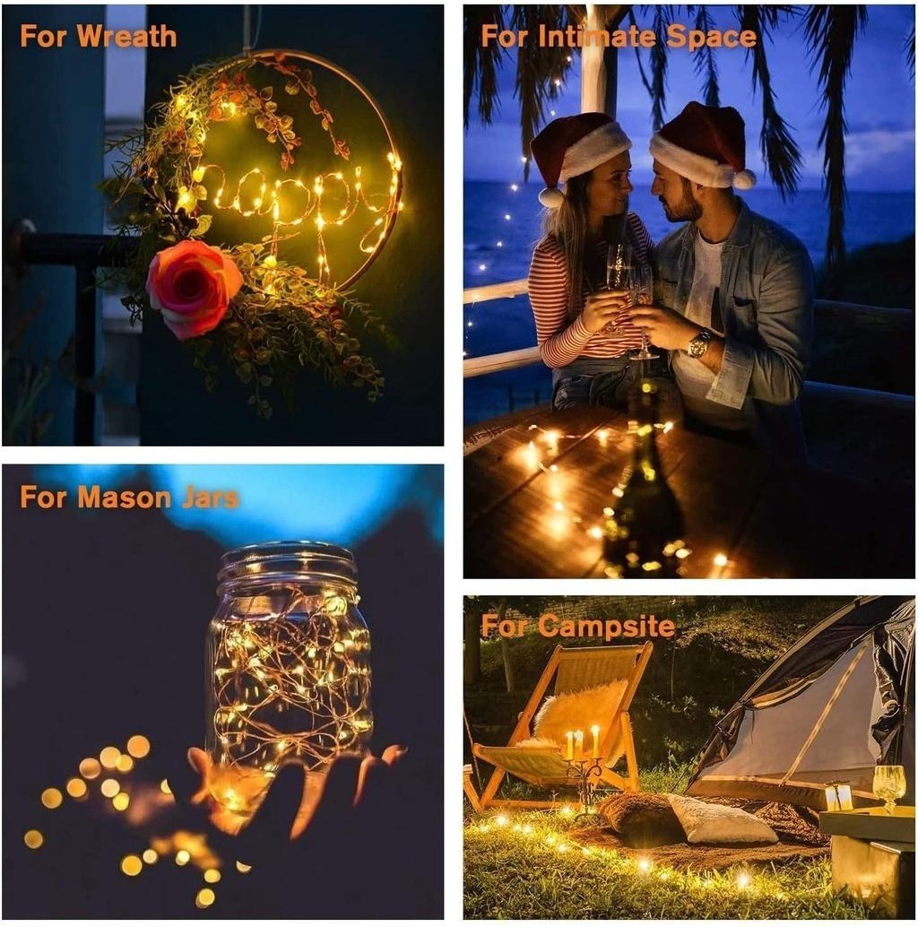Solar Lights LED Fairy String Lights Waterproof Twinkle Starry Copper ...