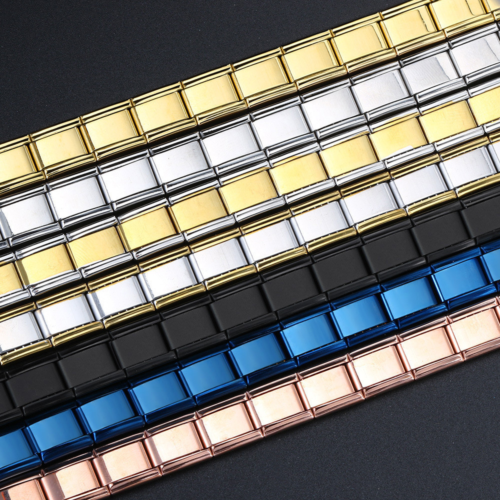 Italian Module Bracelet, Square Elastic Splicing Titanium Steel Strap ...