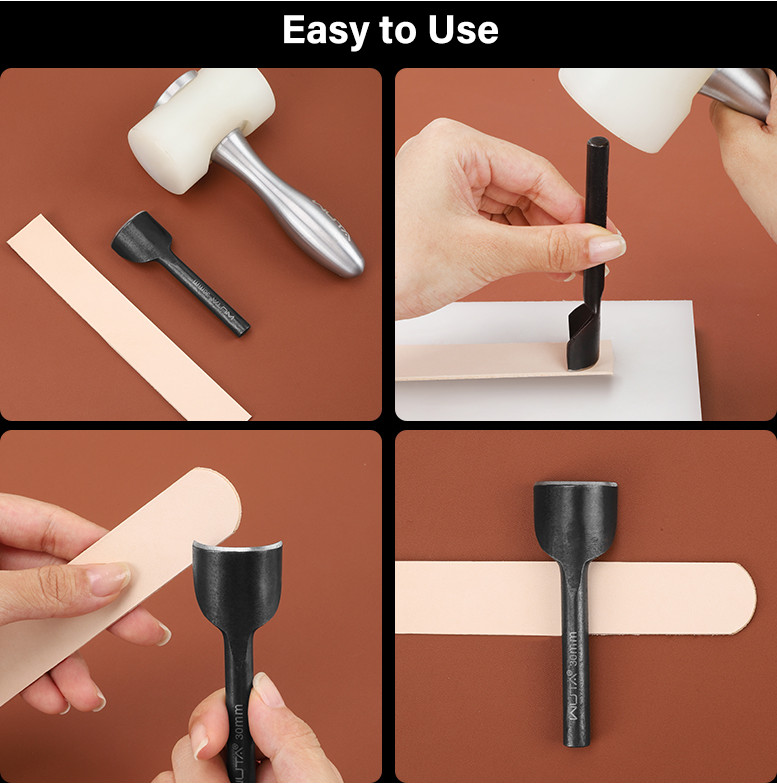 WUTA Half-Round Punch Arc Shaped Clear Sharp Punch Leather Cutter Anti ...