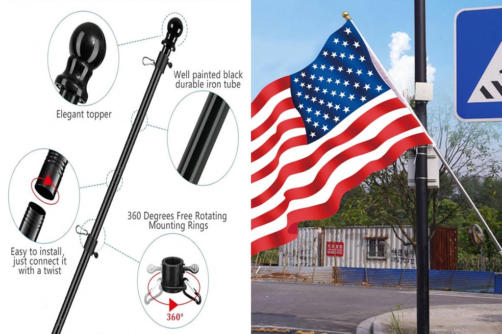 [SH] Universal 2 Hitch Flagpole Versatile Flag Display Solution Metal Truck Flag Pole Mount Kit ...