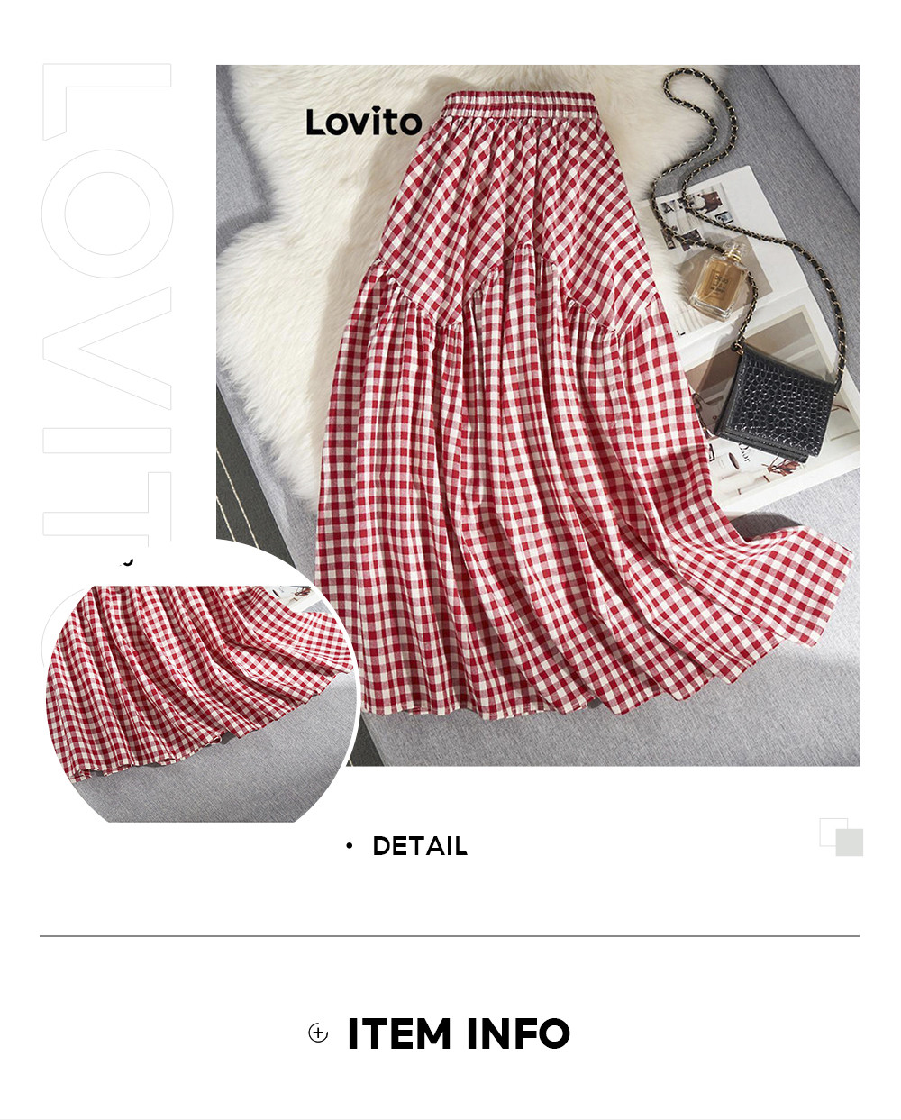 Lovito Elegant Skirts Plaid Structure Line Skirt for Women LNL72256 ...