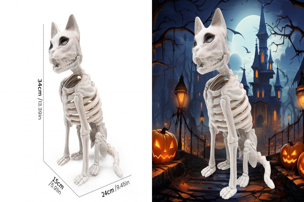 [poslajudo] High Quality Plastic Skeleton Cat Movable Jaw Skeleton Cat ...