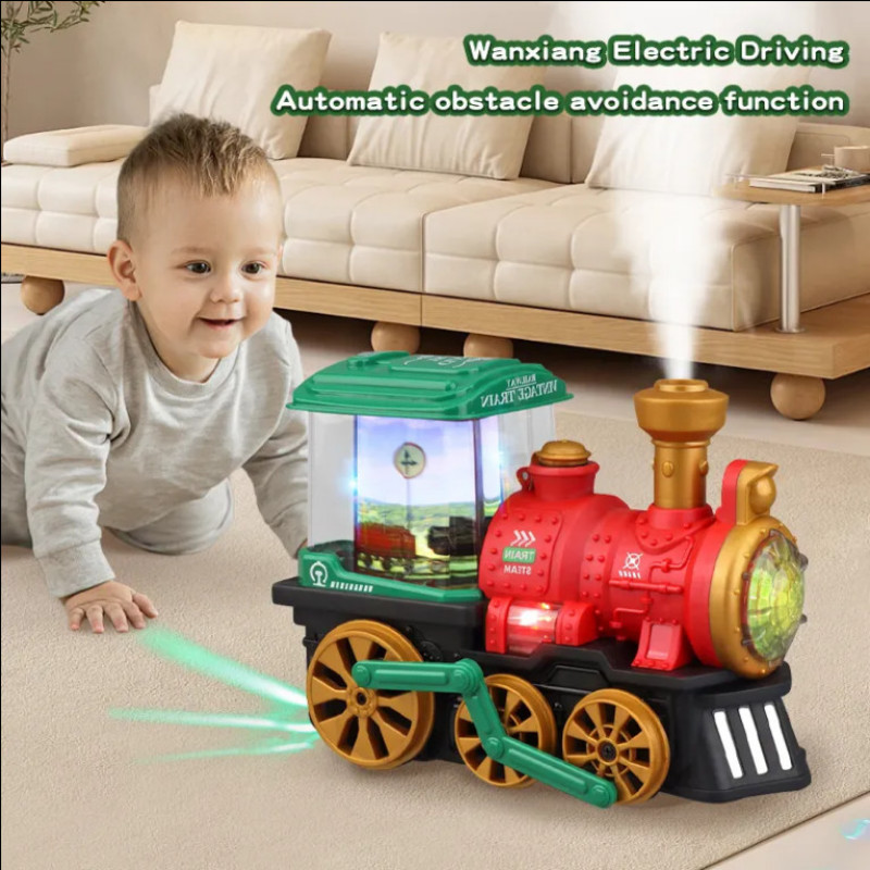 Electric Retro Steam Train Toy with Sound and Light Simulation Spray ...