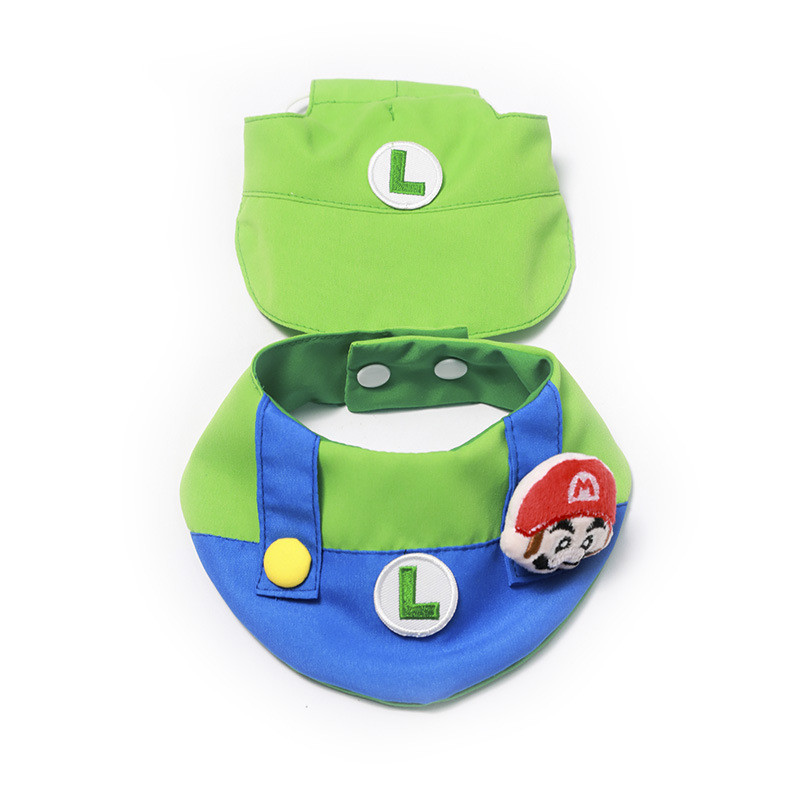 Super Mario Pet Costume Bib Cute Cartoon Outfit for Cats and Small Dogs ...