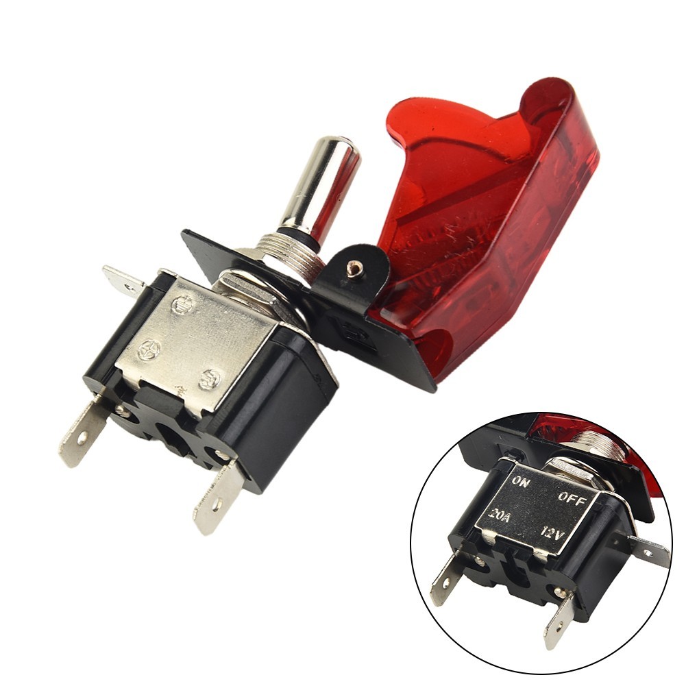 [Super] Heavy Duty 20 AMP Toggle Switch SPST On-Off RED LED and safety ...