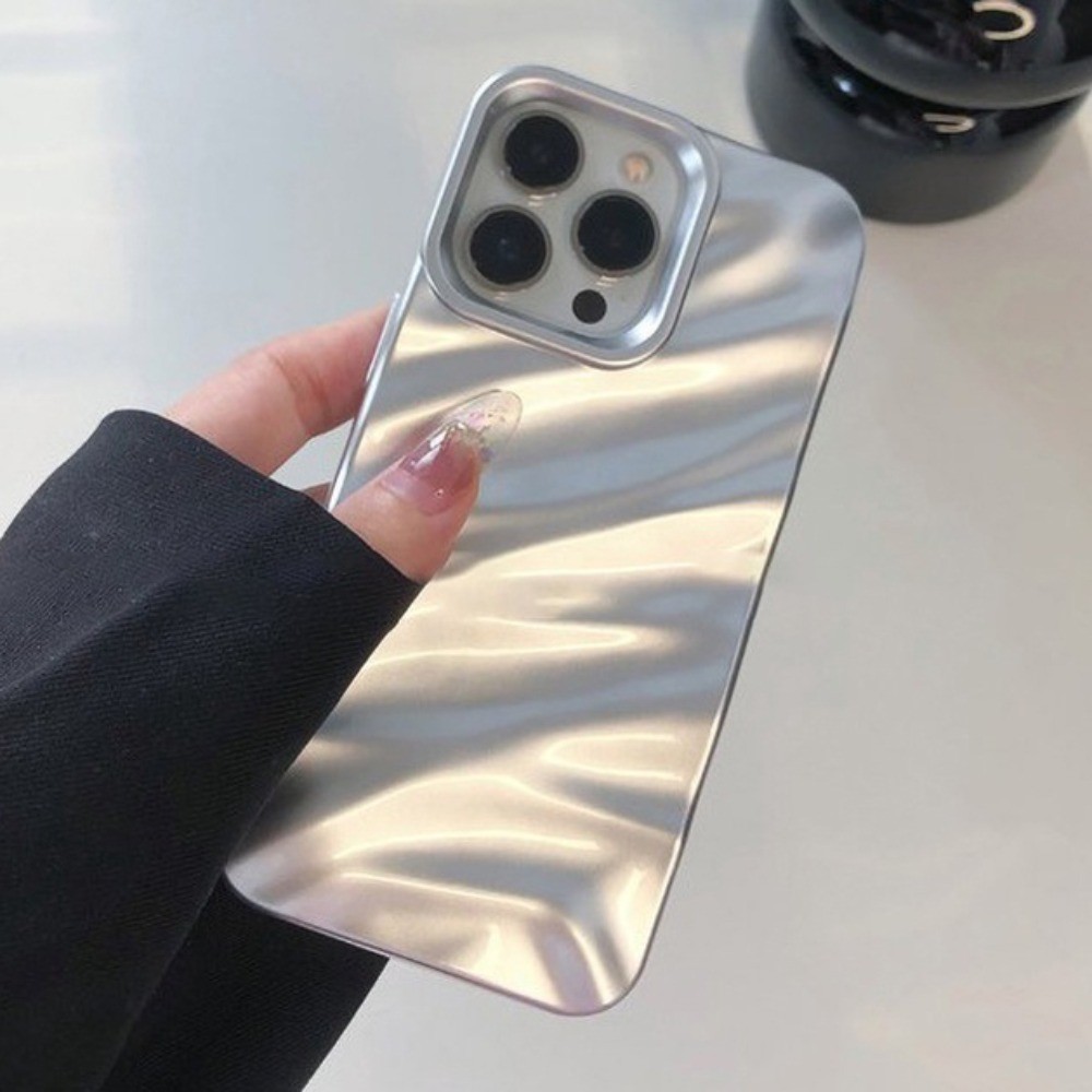 Luxury 3D Silver Water Ripple Phone Case for iPhone 17 Air 16 15 11 14 ...