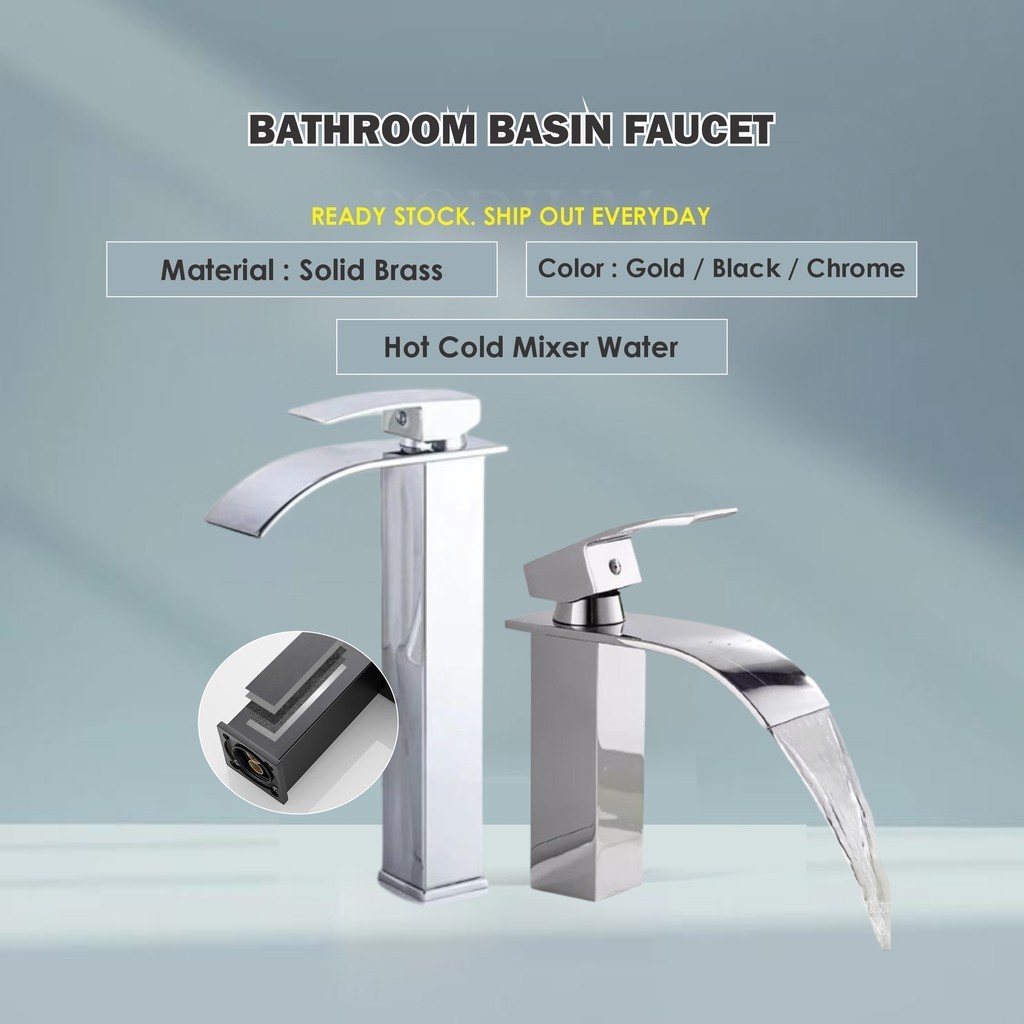BC 304 Stainless Steel Bathroom Faucet Waterfall Outflow Adjustable ...
