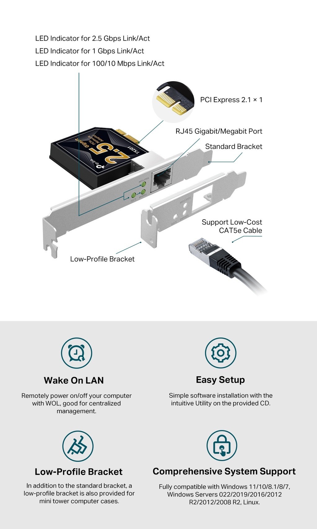 TP-LINK TX201 2.5 Gigabit PCIe Network Adapter for NAS Connection ...