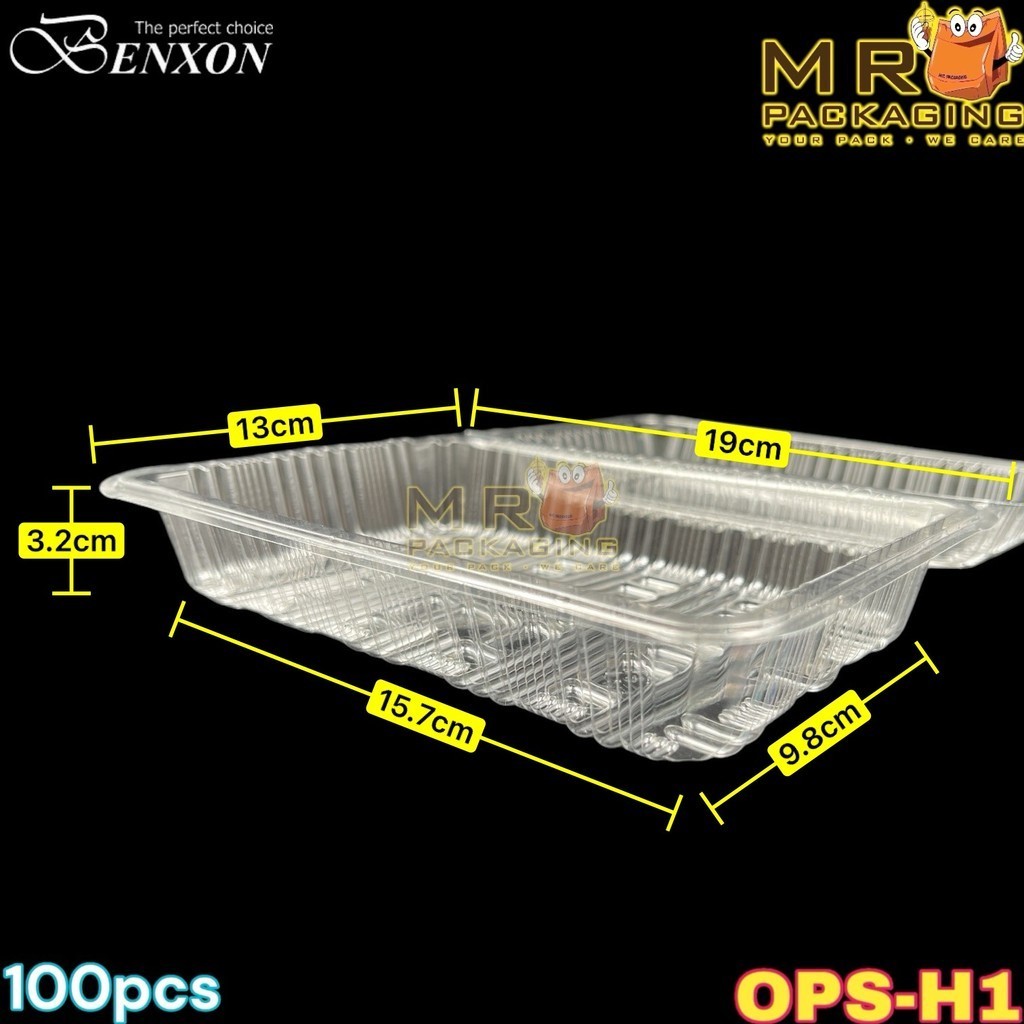 OPS-H1 BENXON Plastic Tray [ 100pcs± ] Bakery Disposable Clear Food OPS ...