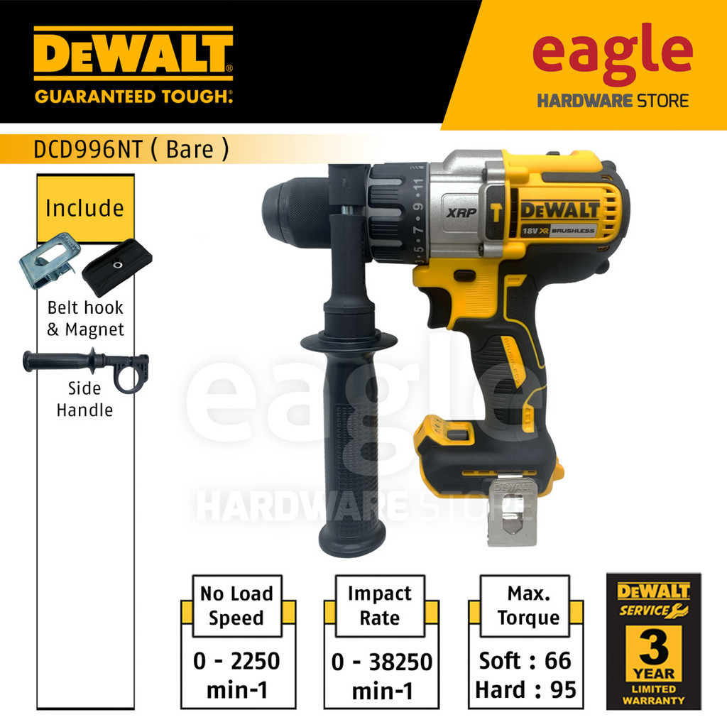Dewalt DCD996NT-XJ 13mm 18/20V Brushless Cordless Hammer Drill Driver ...