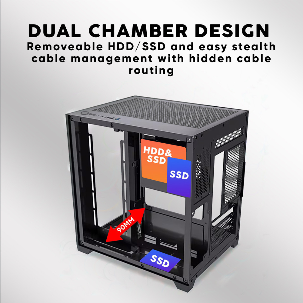 Armaggeddon AQUARON WIBO MATX Dual Chamber PC Gaming Case with Tempered ...