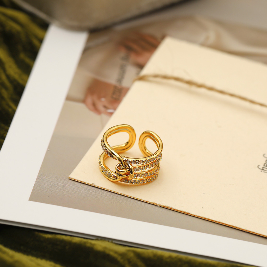 Explosive diamond-encrusted double ring with adjustable opening white ...