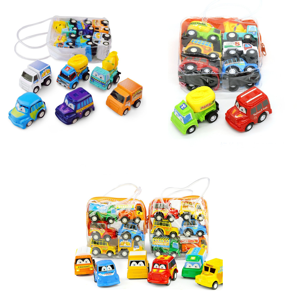 Vibrant Wind-up Mini Car Pack Six Assorted Toy Vehicles For Baby ...