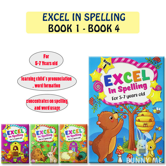 [BUNNY] Excel In Spelling For 5-7 Years Old Book 1,2,3,4 - Spelling ...