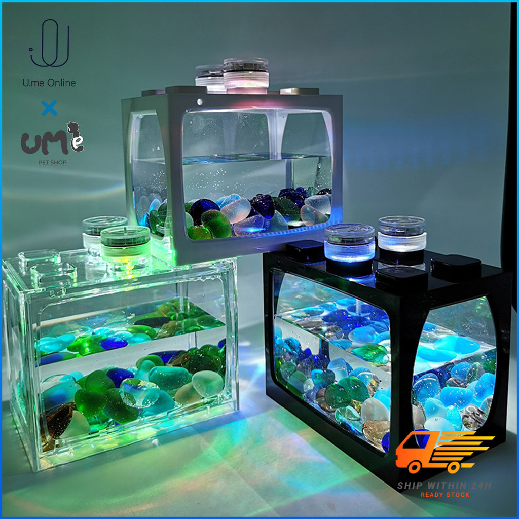 Ume Pet Fish Tank Brick & Block Aquarium Mini Desktop Fish Tank with ...