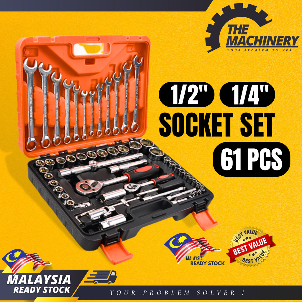 61pcs Combination Set Spanner Set Socket Ratchet Wrench Tork Wrench ...