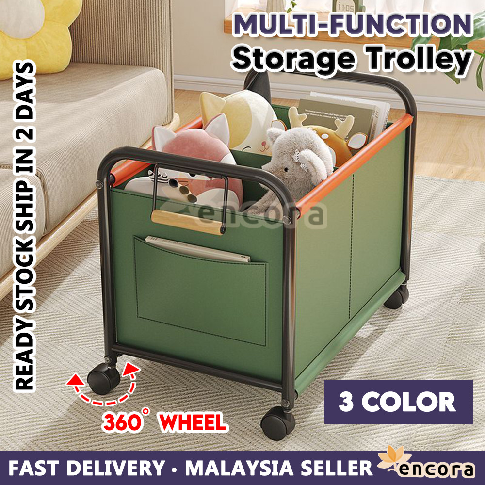 [1PC] Encora Toys Storage Cart Large Capacity Trolley Movable Trolley ...