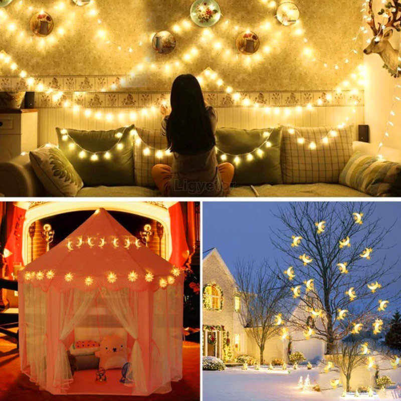 Ligyetor Solar Moon Star String Light Eid Mubarak Outdoor Waterproofing ...