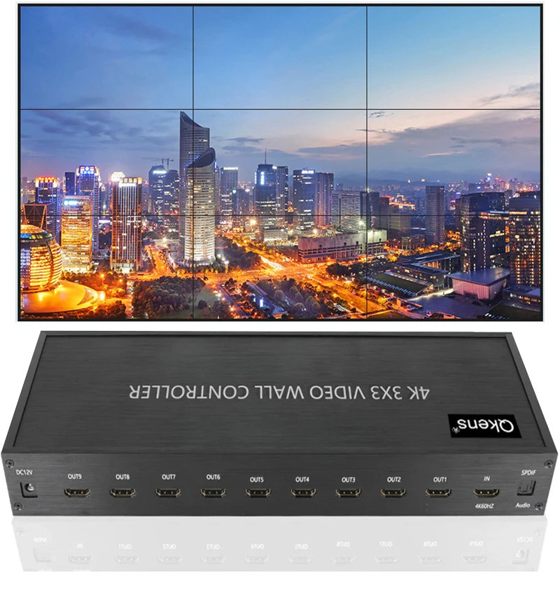 4K 3x3 Video Wall Processor Controller HDMI Multi Screen Splicer 9 TV ...