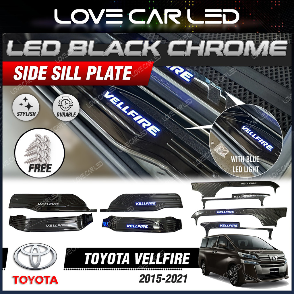 8Pcs BLACK CHROME Toyota Vellfire 2015 -2021 Side SILL Plate/Door Side ...