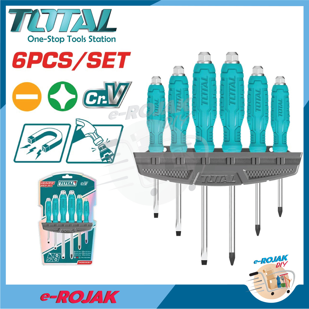 Total 6 Pcs Magnetic Go-through Screwdriver Set 6 件贯通式穿心十字一字螺丝刀 - THGSS35061 | Shopee Malaysia