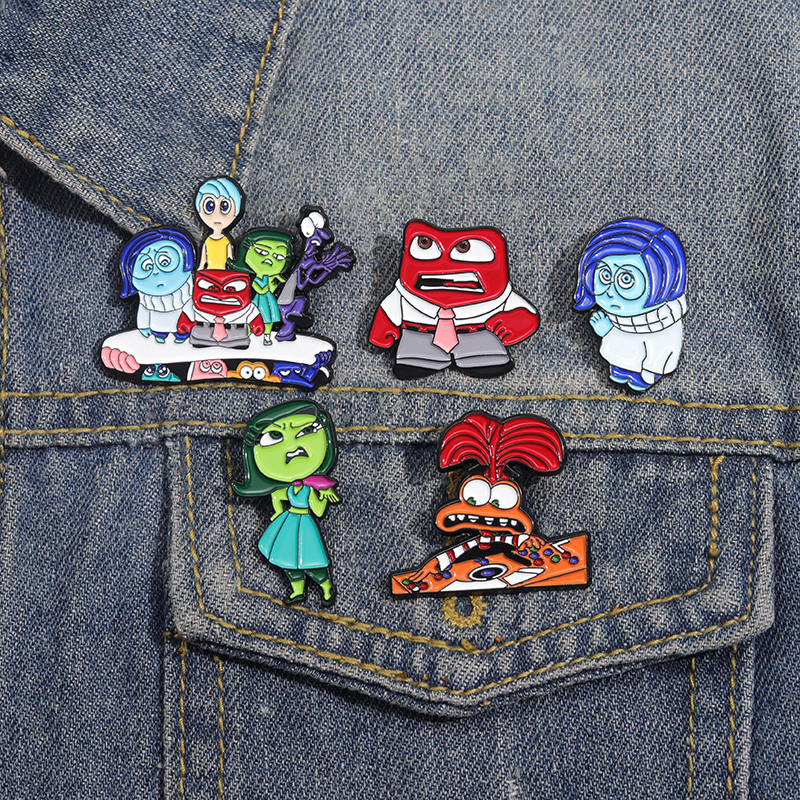 Inside Out 2 Brooch Pins Movie Character Joy Sadness Anger Brooch Metal ...
