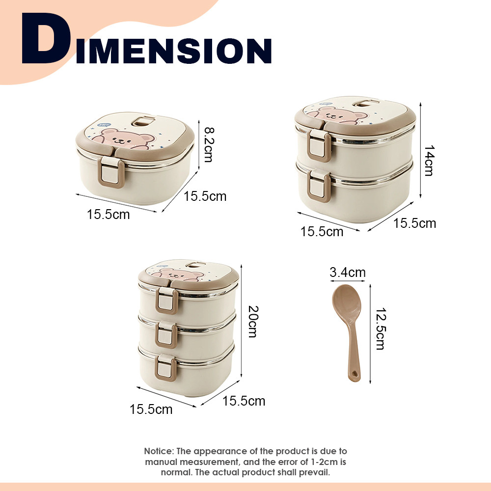 Encora Airtight 304 Stainless Steel Lunch Box Cartoon Square Bento ...