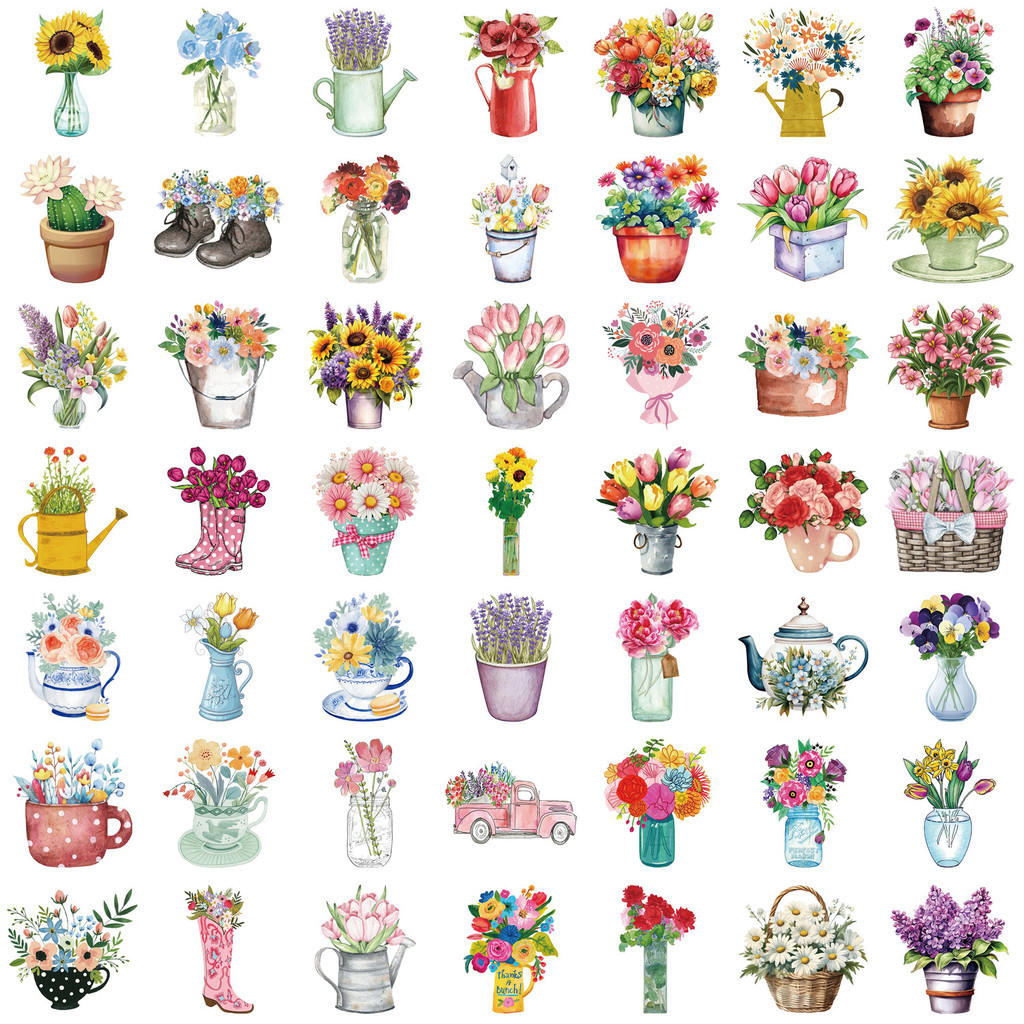 INS Flower Girl Stickers - 100PCS Creative Waterproof Decals for DIY ...